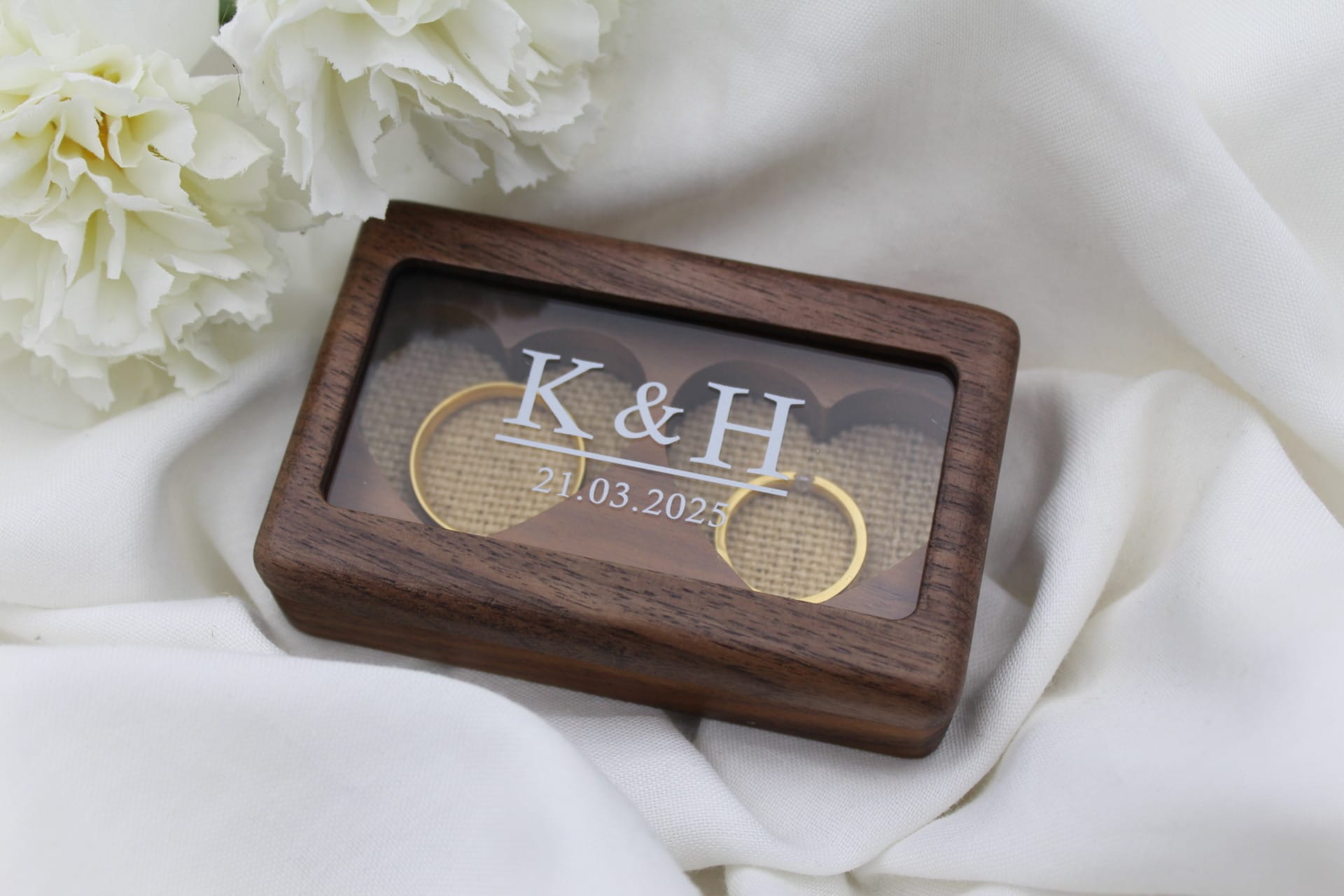 Ringæske til to ringe - Initialer - Skovgaarden