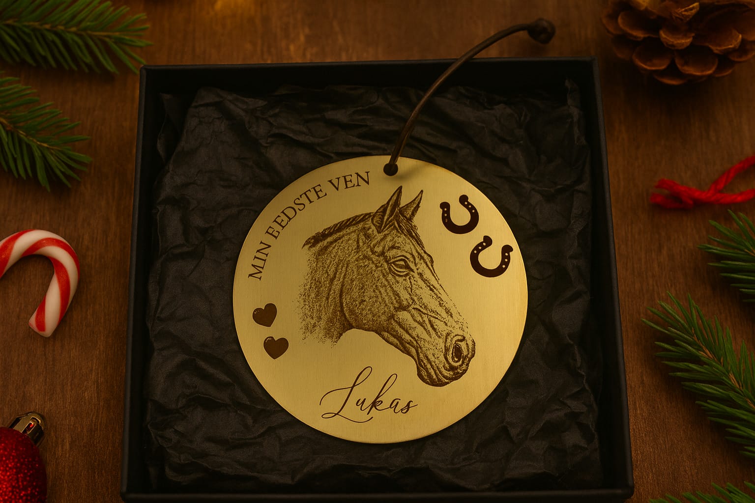 Hesteportræt i messing med din egen hest & tekst - Skovgaarden